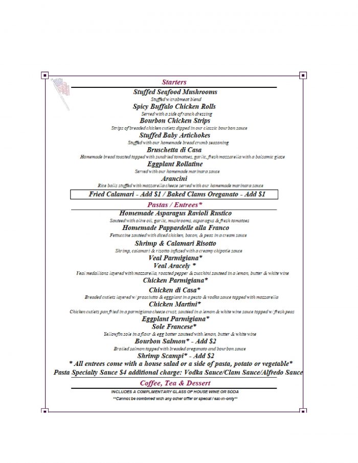 $30.00 Complete Dinner Menu - Open with indoor and outdoor dining ...
