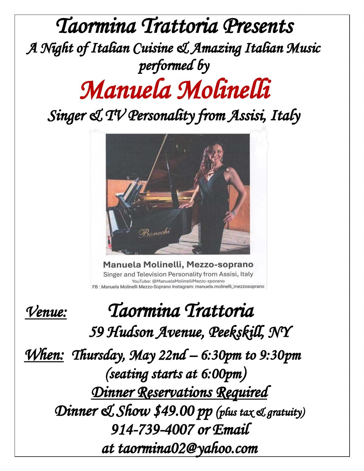 Taormina Trattoria Presents an Amazing Evening of Dining & Italian ...